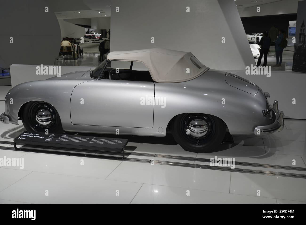 Porsche 356 Speedster, silver convertible with retro-style soft top in ...