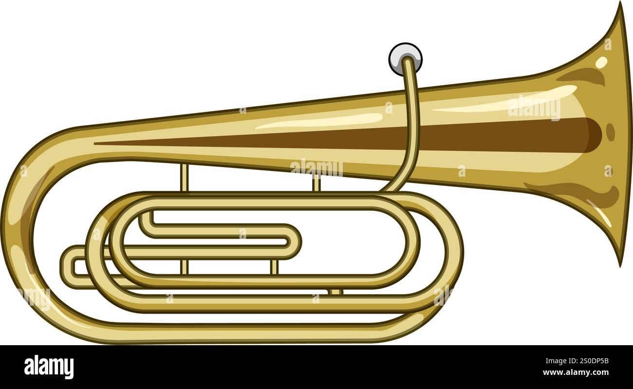 brass tuba cartoon. instrument music, orchestra band, sound valve brass ...