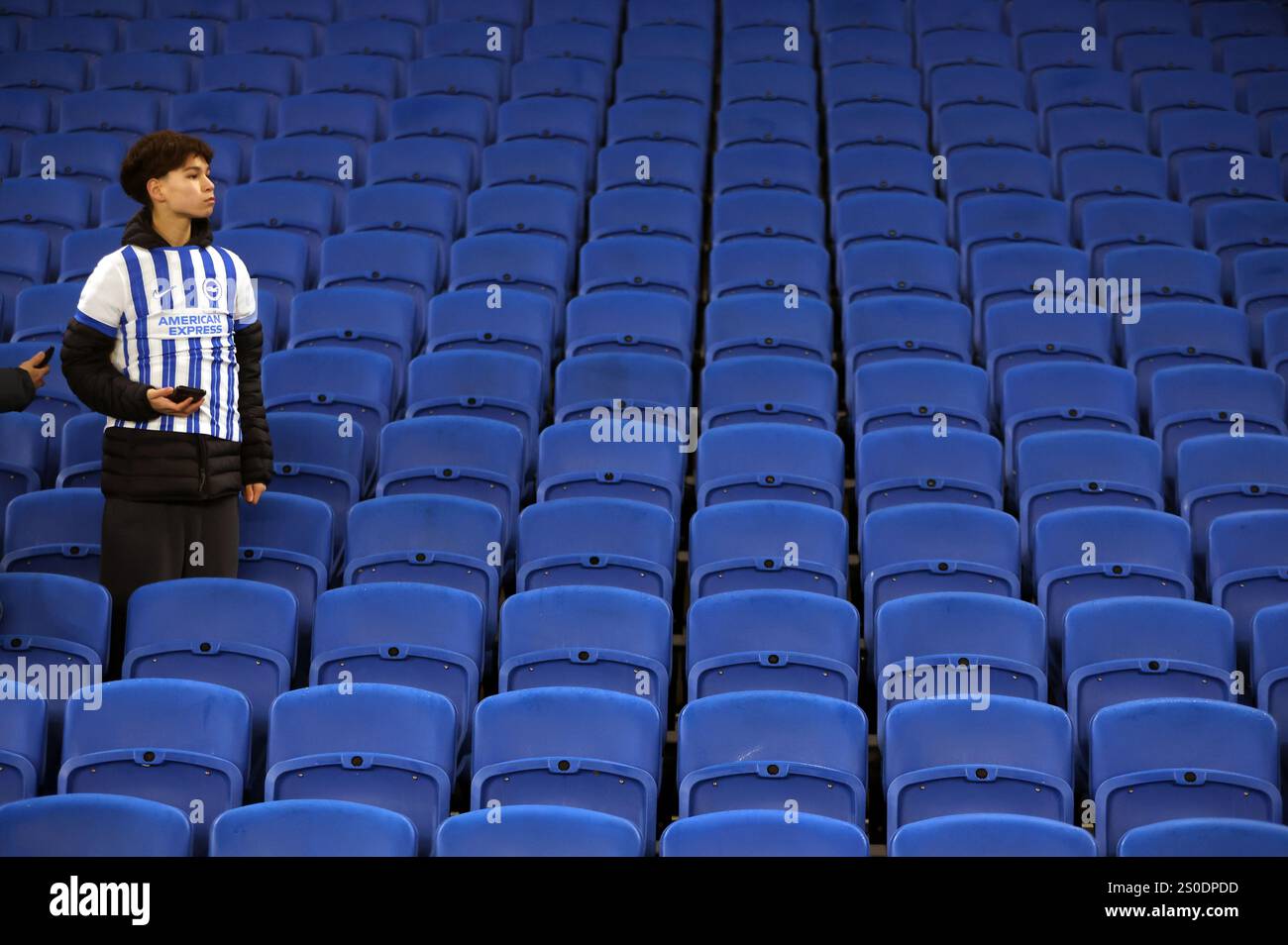Brighton and Hove Albion fan in the stands before the Premier League ...