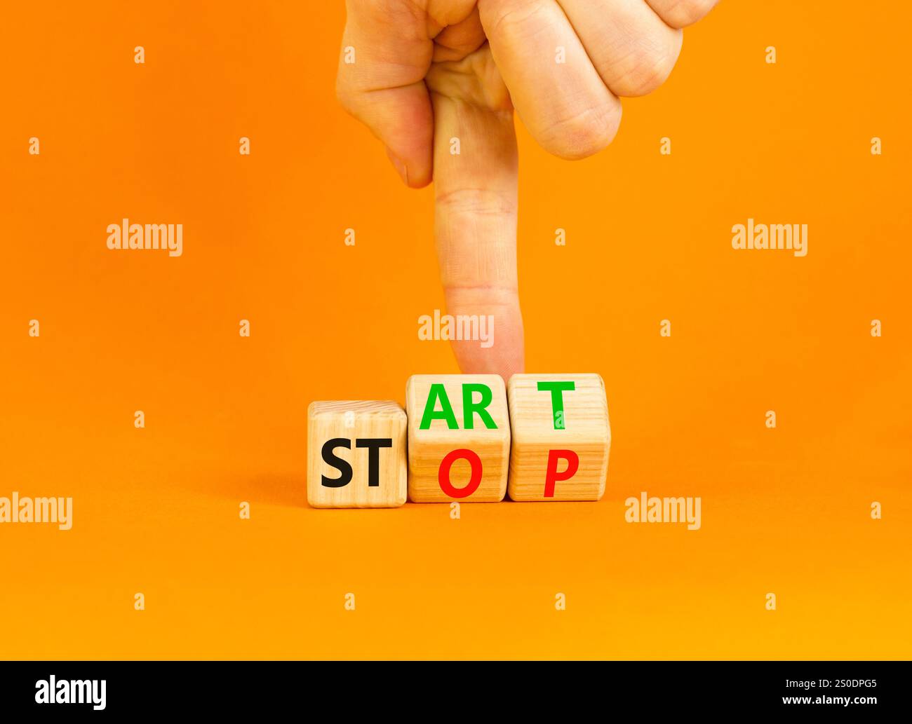 Start or stop symbol. Concept words Start or Stop on beautiful wooden ...