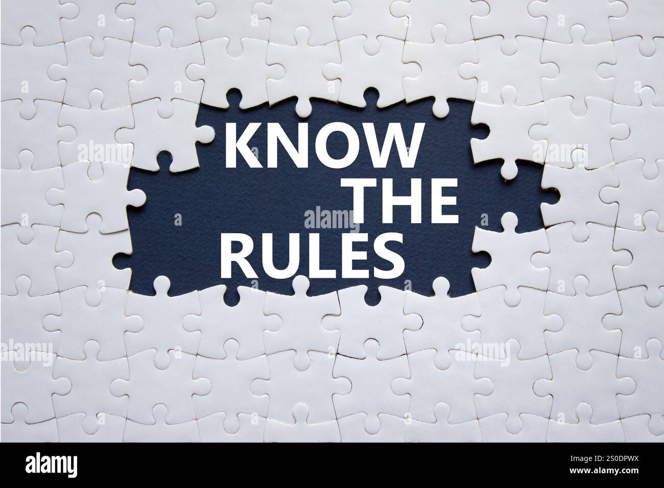 Know the rules symbol. Concept words Know the rules on white puzzle ...