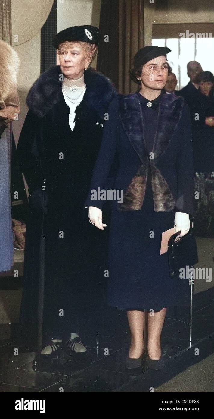 HRH Queen Mary and her daughter in law Princess Alice, Duchess of Gloucester in London 1935 ...