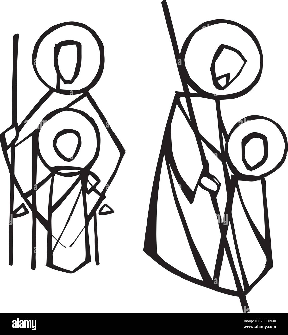 Hand drawn vector illustration or drawing of Saint Joseph and Child ...