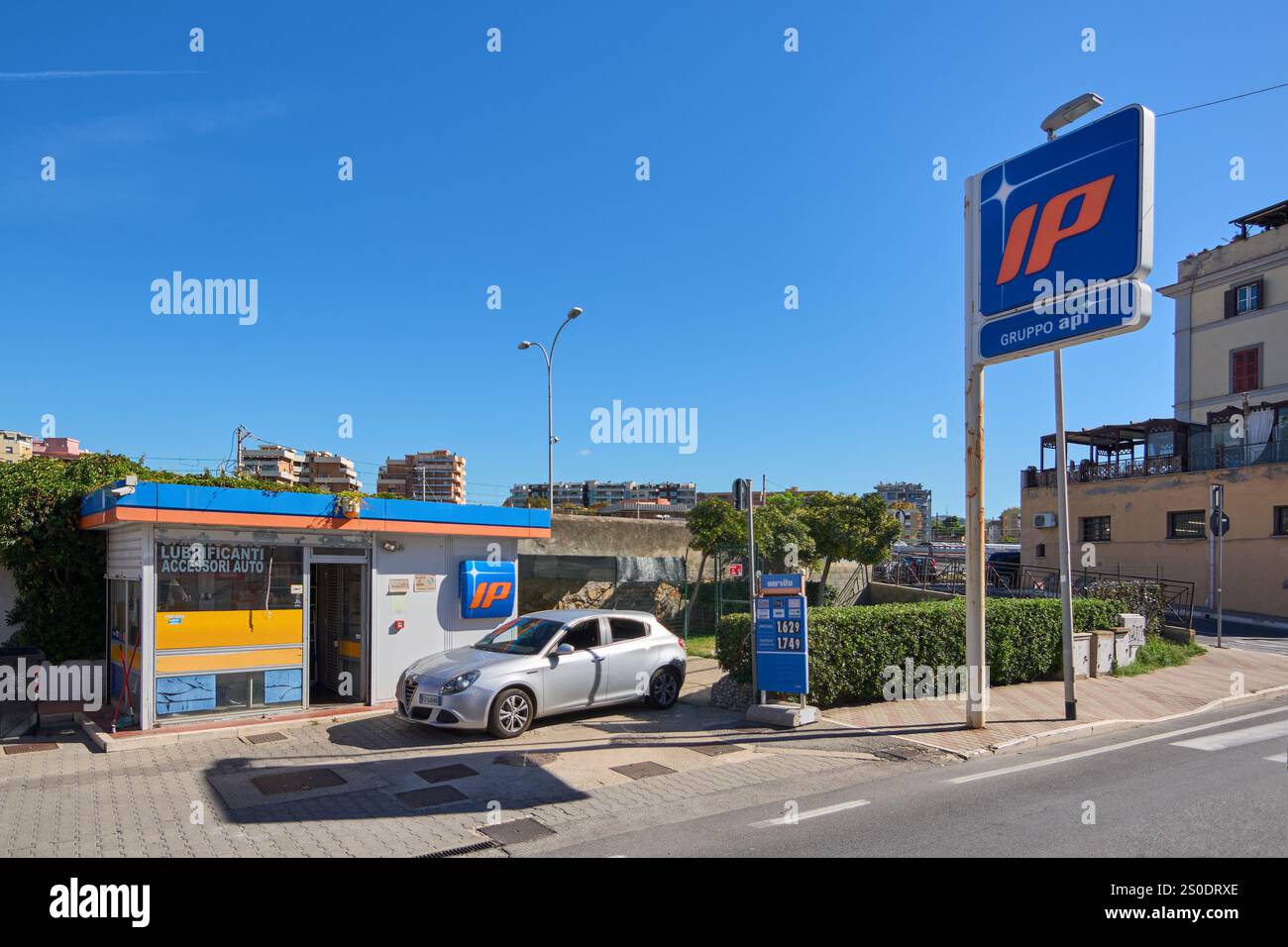 Civitavecchia, Italia - December 27, 2024: A gas station with modern ...