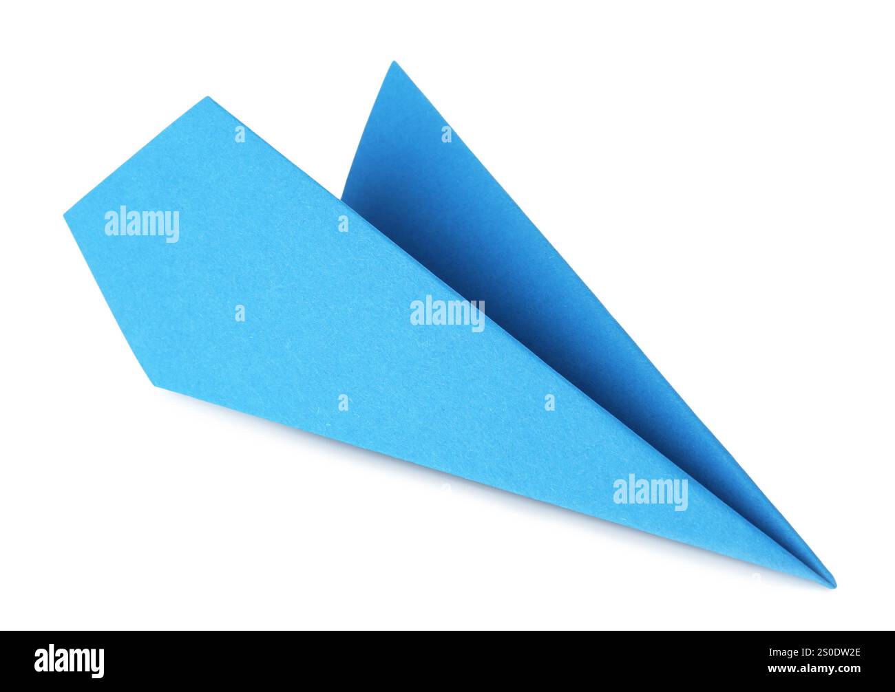 One handmade light blue paper plane isolated on white Stock Photo - Alamy