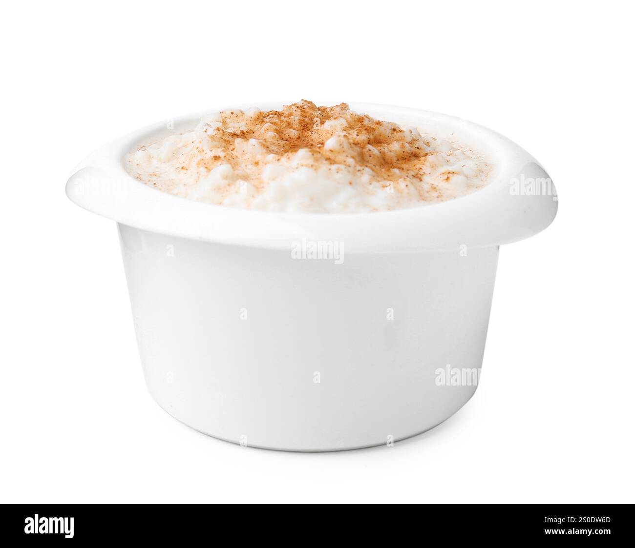 Delicious rice pudding with cinnamon isolated on white Stock Photo - Alamy