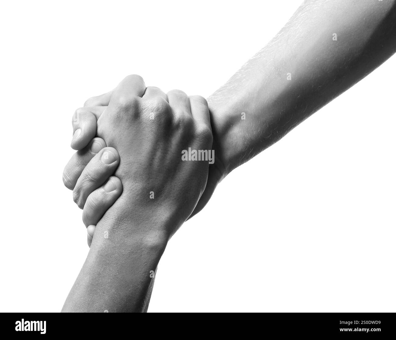 Help and support. People holding hands on white background, closeup ...