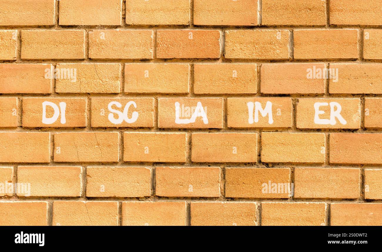 Disclaimer symbol. Concept word Disclaimer on beautiful brown bricks ...