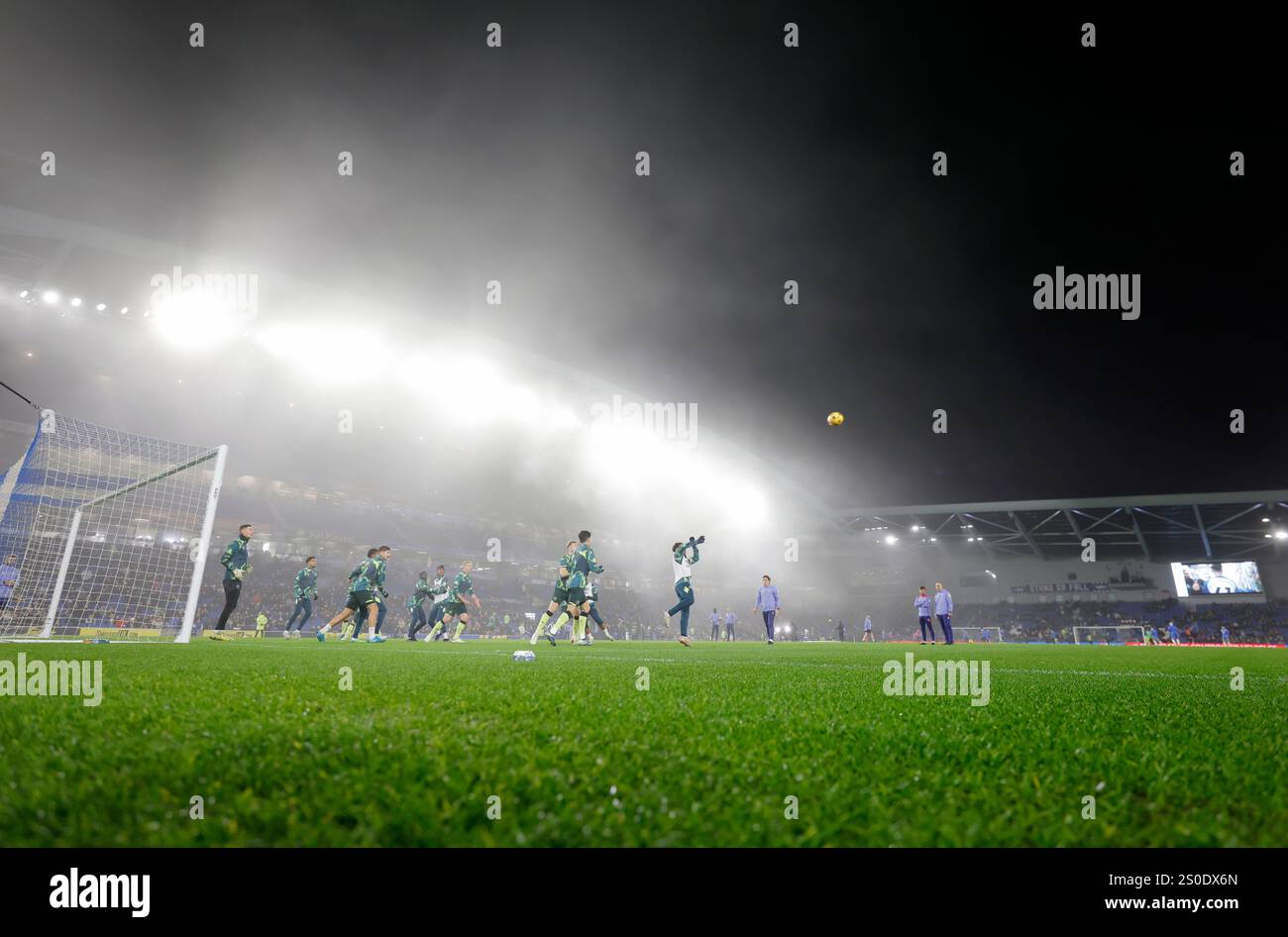 Brentford's players during the warm up before the Premier League match ...