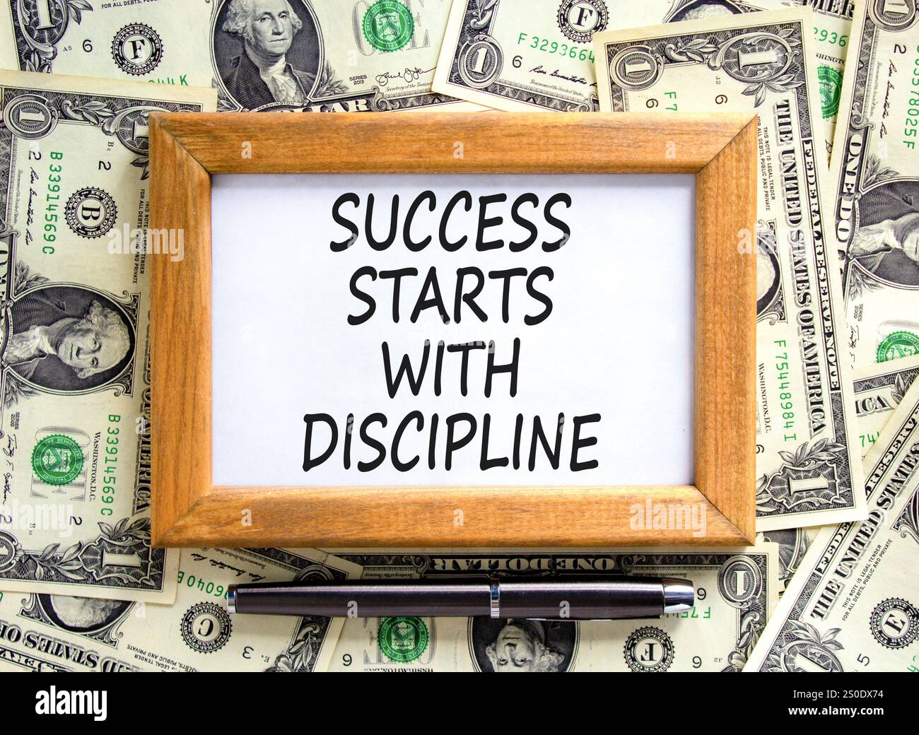 Success starts with discipline symbol. Concept words Success starts with discipline on beautiful ...