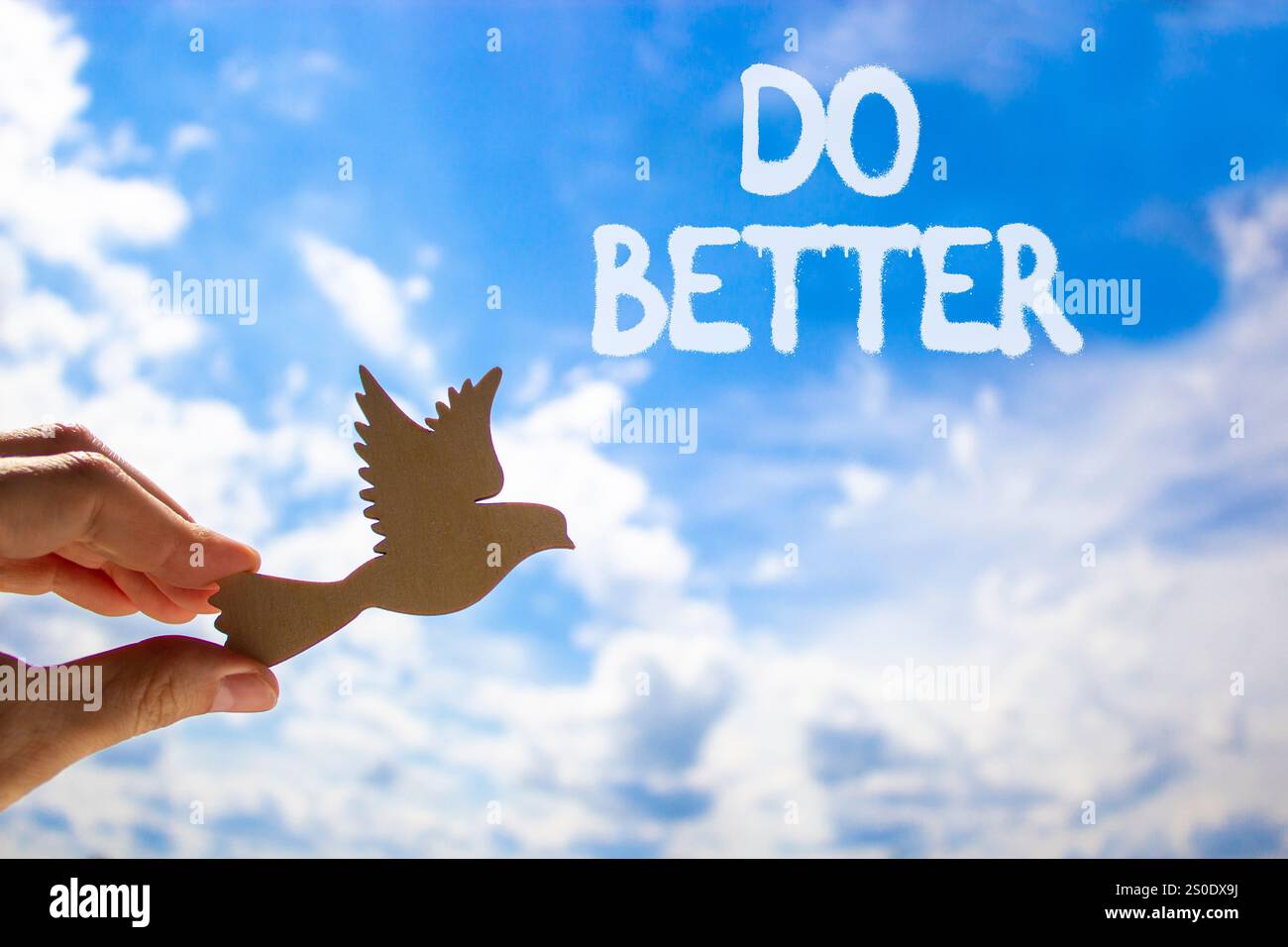Do better symbol. Concept words Do better on beautiful blue sky ...