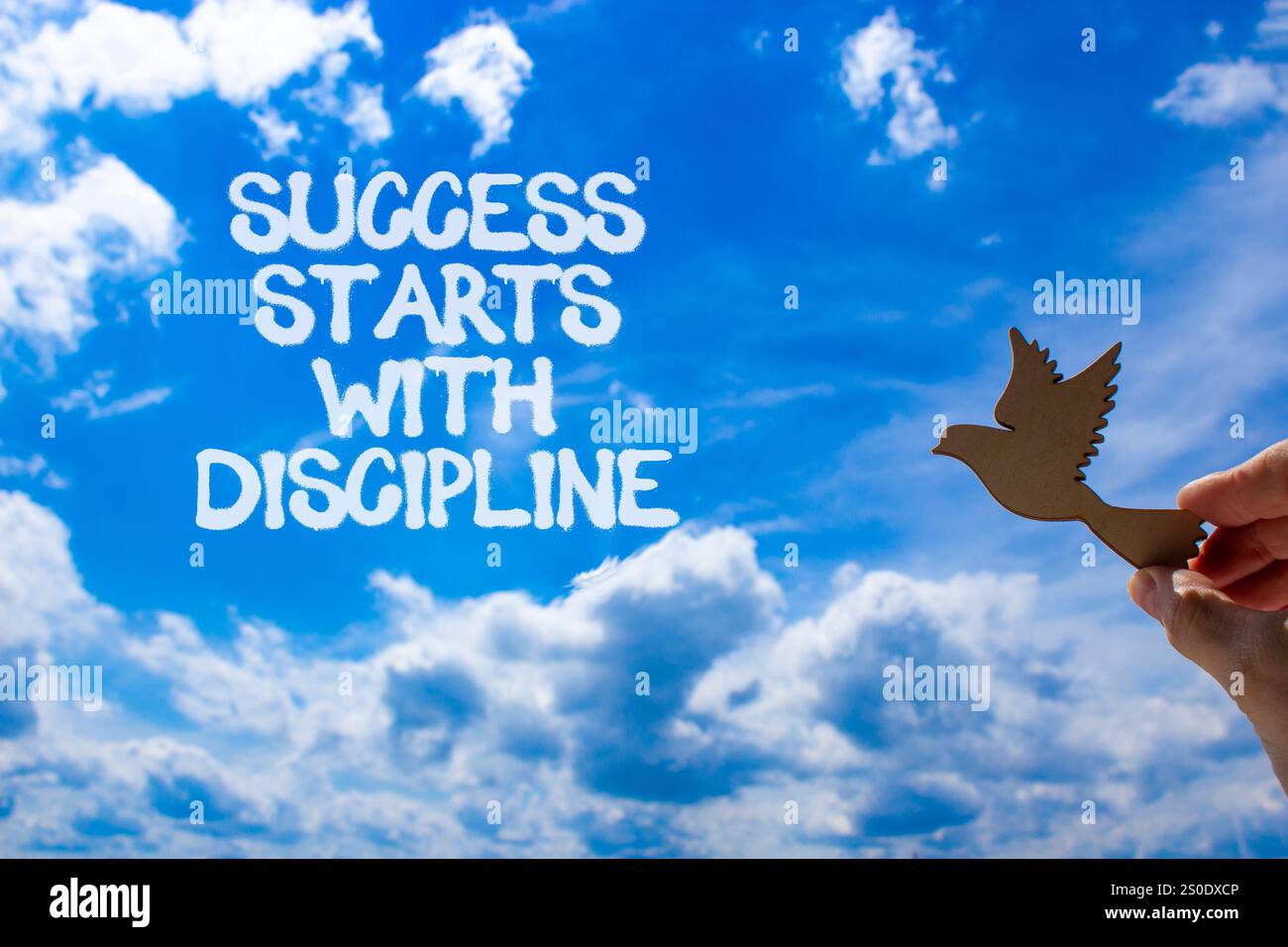 Success starts with discipline symbol. Concept words Success starts with discipline. Beautiful ...