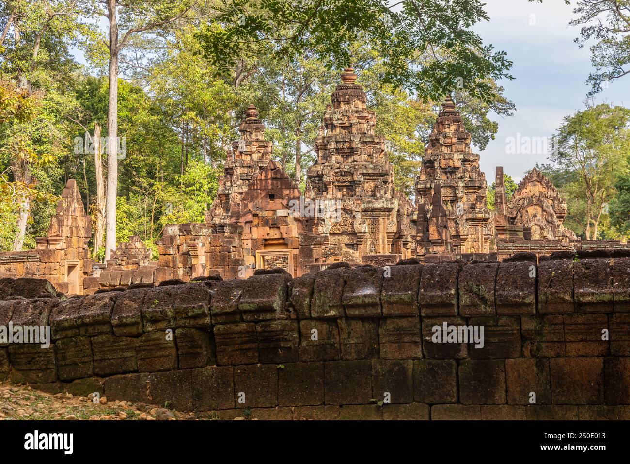 Hidden in jungles hindu Banteay Srei khmer sanctuary walls and towers ...