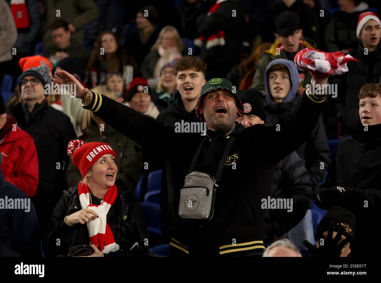 Brentford fans in the stands before the Premier League match at the ...