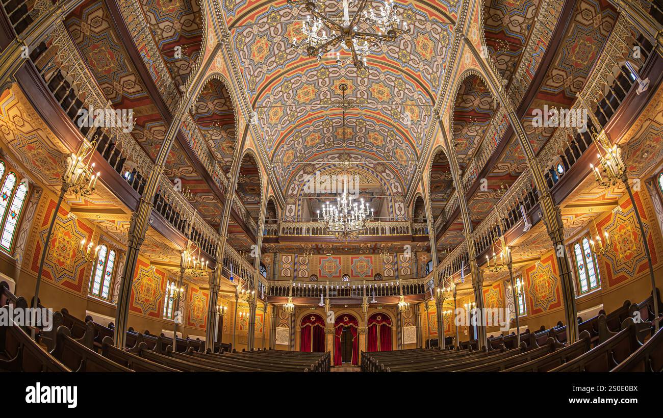 BUCHAREST, ROMANIA - NOVEMBER 27, 2019: Inside of the synagogue Choral ...