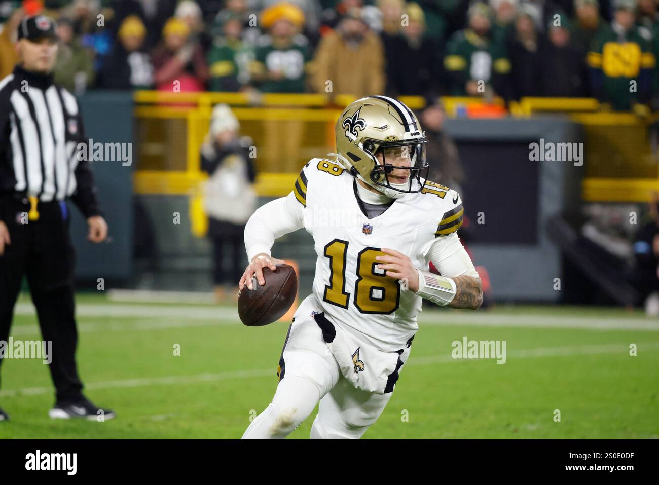 New Orleans Saints quarterback Spencer Rattler (18) during an NFL ...