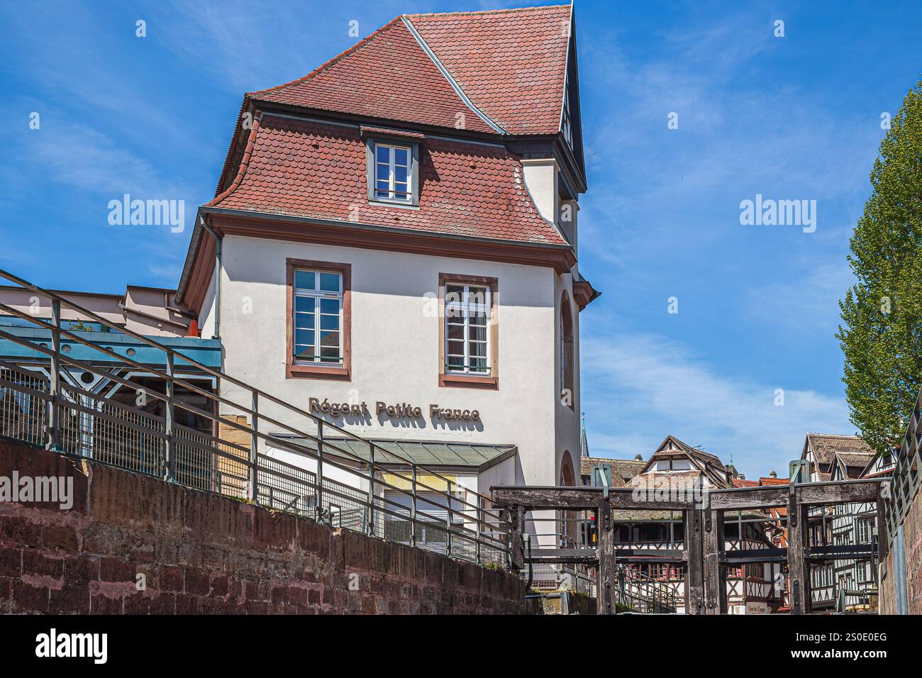 The sluice of Petite France, Strasbourg, France.The river Ill splits up ...