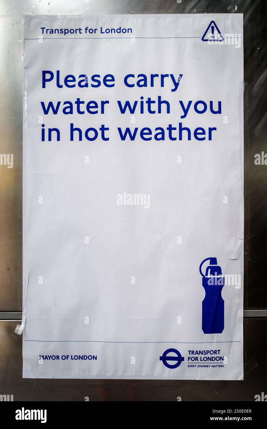 London Underground Carry Water Sign in London England UK Stock Photo ...