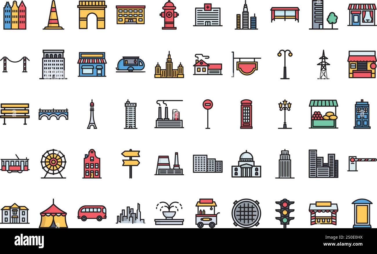 Down town icons High-Quality Vector Icons Collection with Editable ...