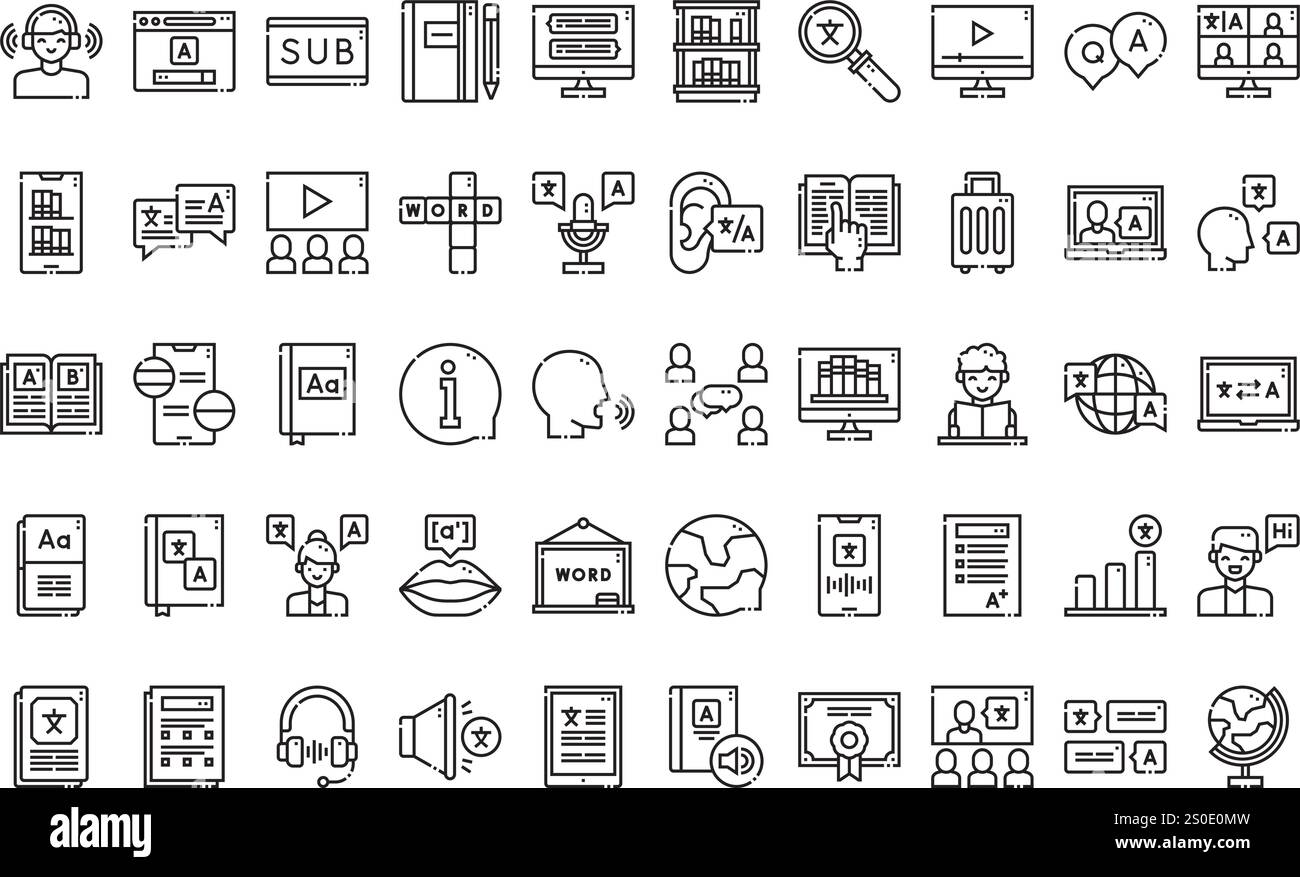 Language learning icons High-Quality Vector Icons Collection with ...