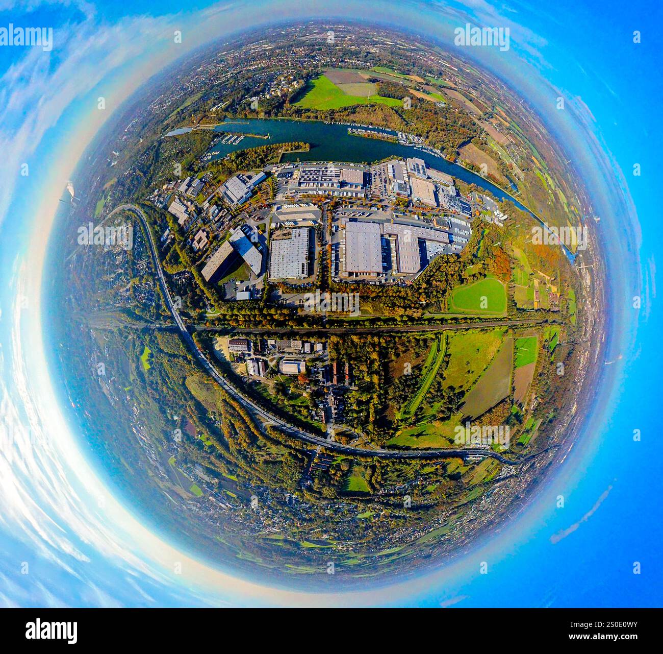 Aerial view, Friedrich der Große industrial estate, Herne sea and ...