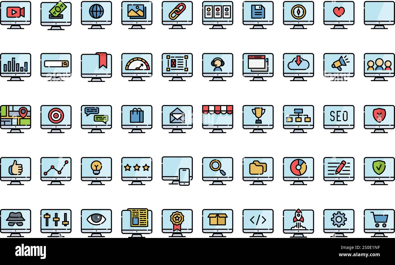 Seo online marketing icons High-Quality Vector Icons Collection with ...