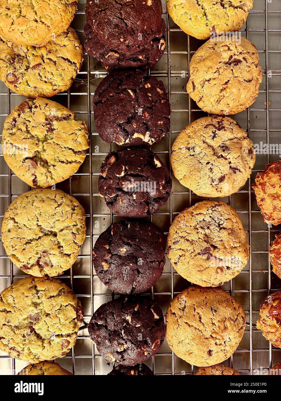 Freshly baked cookies on cooling wire rack.for sale Stock Photo - Alamy