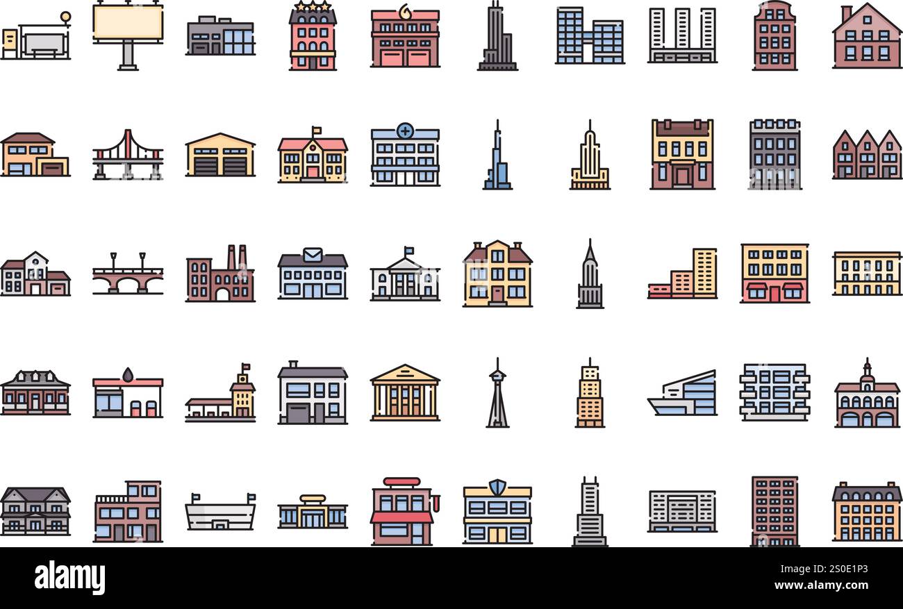 Urban building icons High-Quality Vector Icons Collection with Editable ...