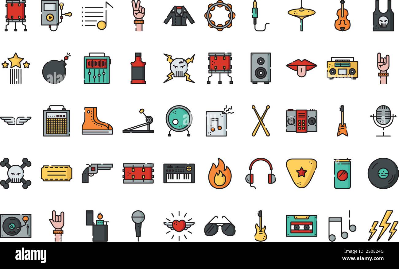 Rock concert icons High-Quality Vector Icons Collection with Editable ...