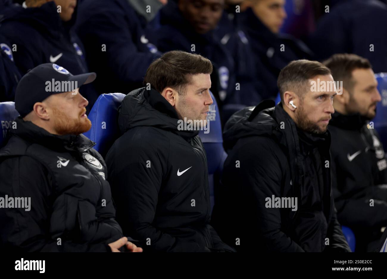 Brighton and Hove Albion manager Fabian Hurzeler (second left) during ...
