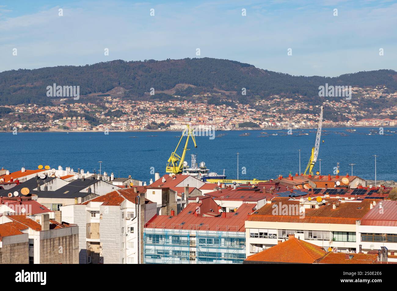 Vigo. View of the city of Vigo from Spain. View of the Atlantic coast ...