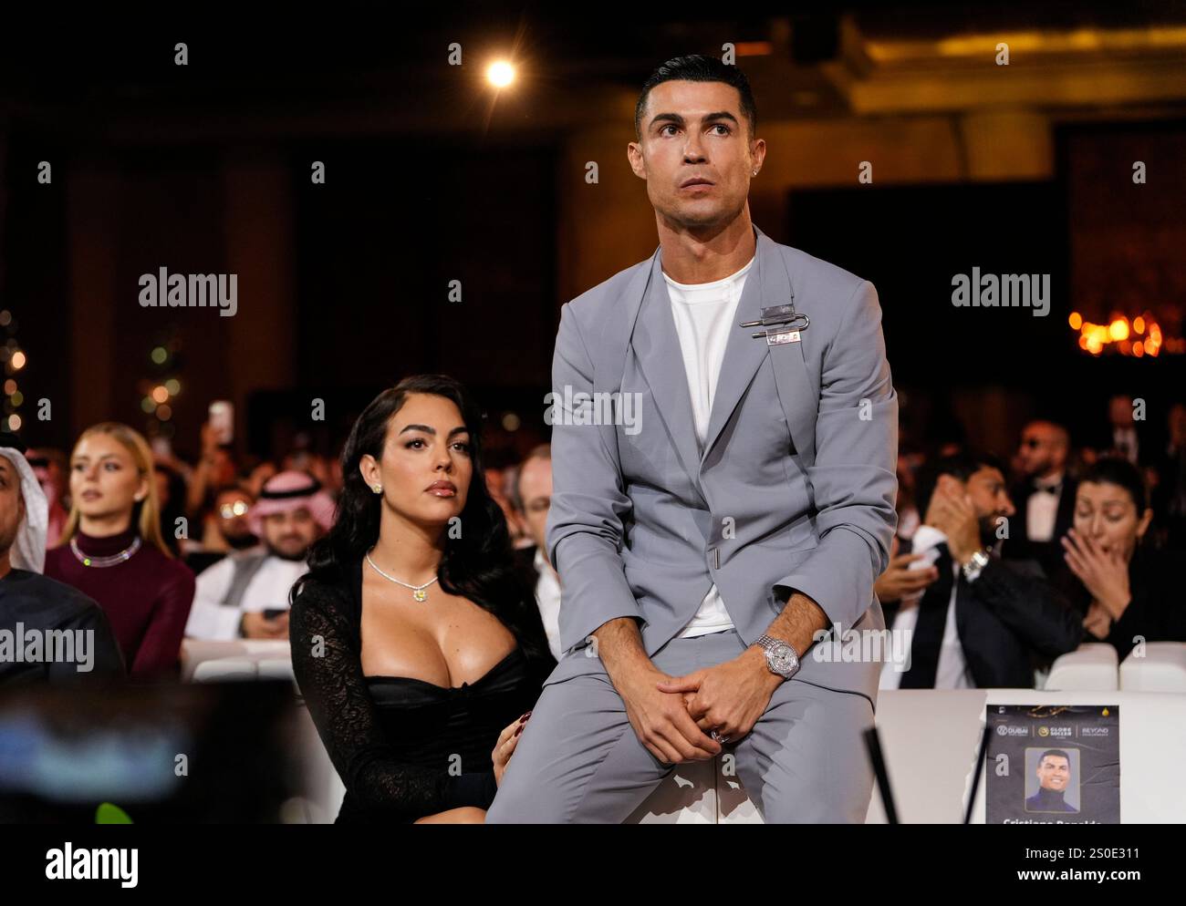 Criastiano Ronaldo andGeorgina Rodriguez during the Globe Soccer Awards ...