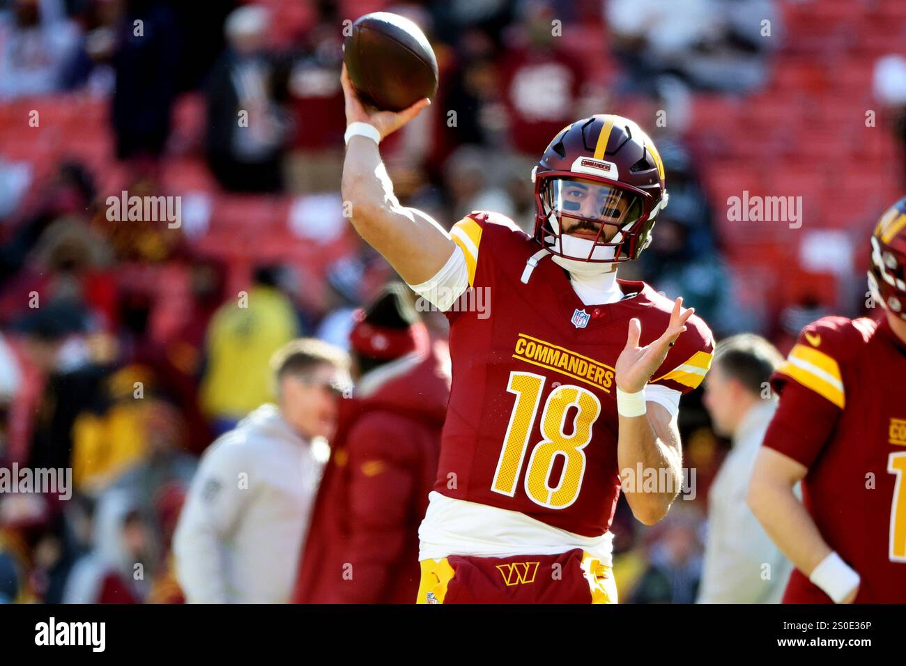 Washington Commanders quarterback Marcus Mariota (18)throws the ball ...