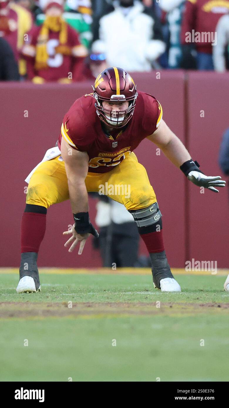 Washington Commanders center Tyler Biadasz (63) blocks during an NFL ...