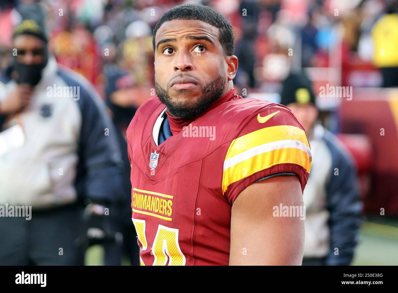 Washington Commanders linebacker Bobby Wagner (54) looks on after an ...