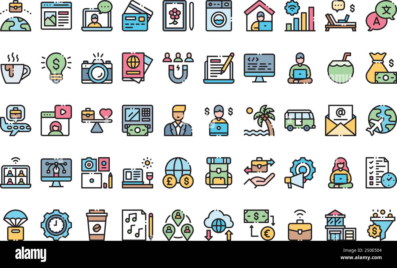 Digital nomad icons High-Quality Vector Icons Collection with Editable Stroke. Ideal for ...