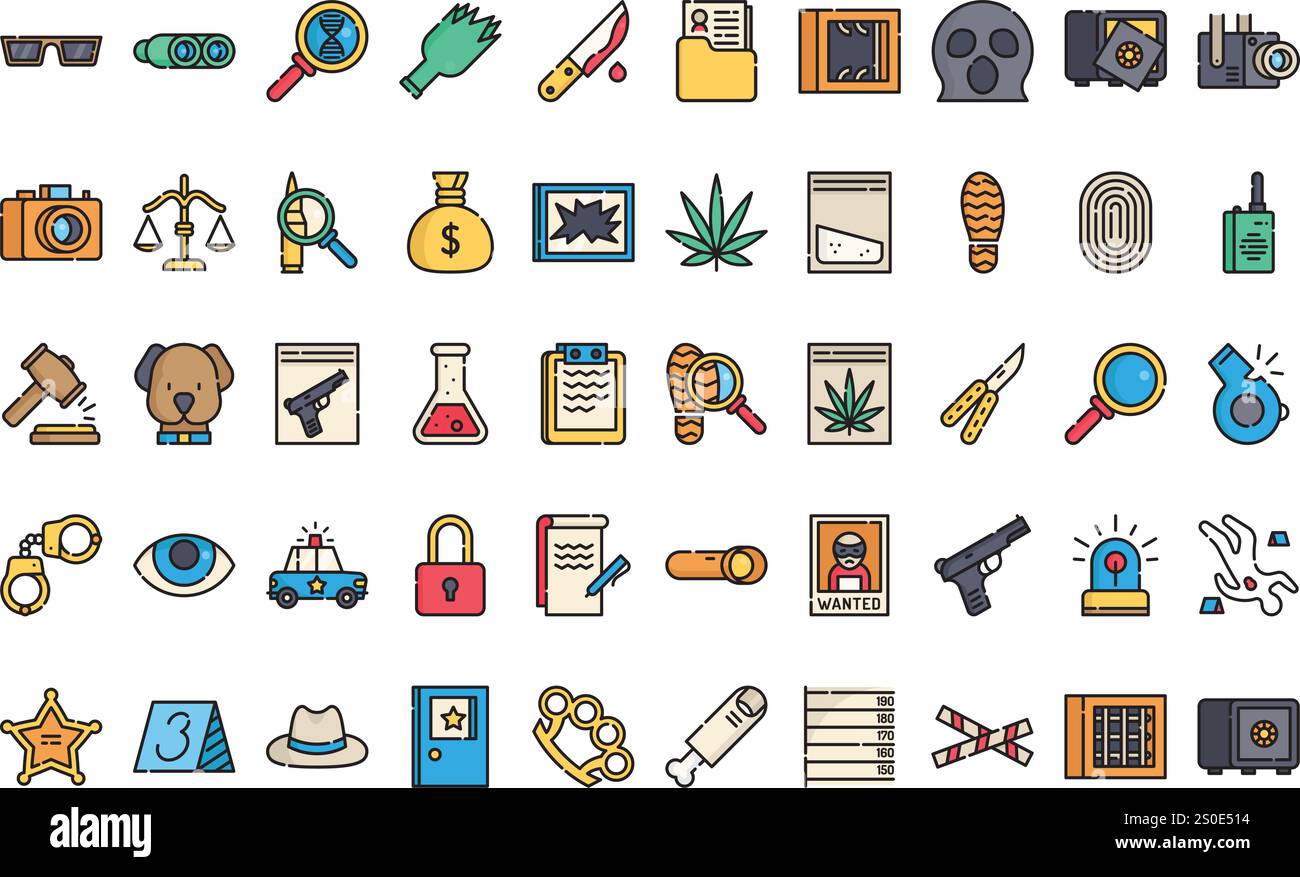 Crime investigation icons High-Quality Vector Icons Collection with ...