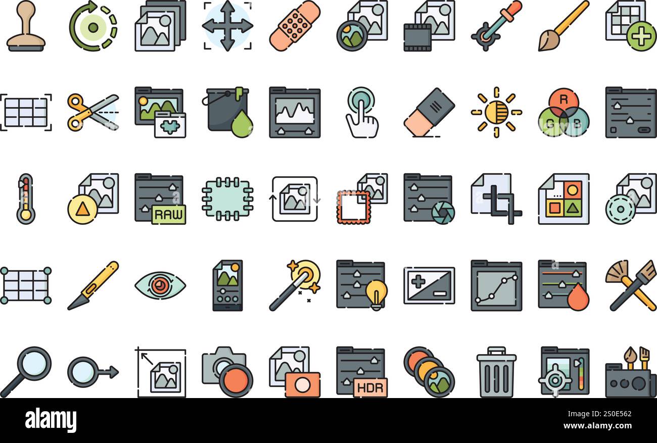 Photo editing tools icons High-Quality Vector Icons Collection with ...