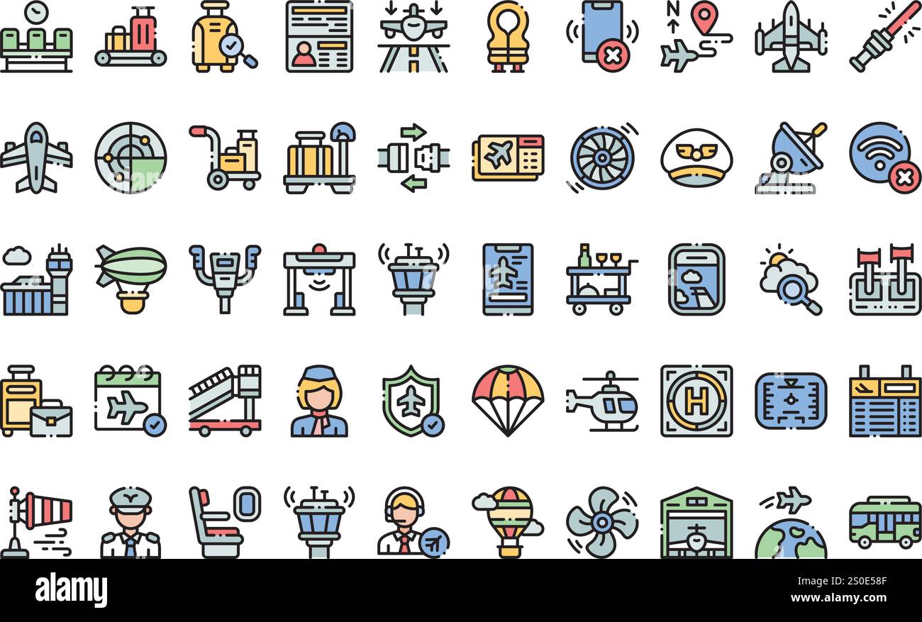 Aviation icons High-Quality Vector Icons Collection with Editable Stroke. Ideal for Professional ...