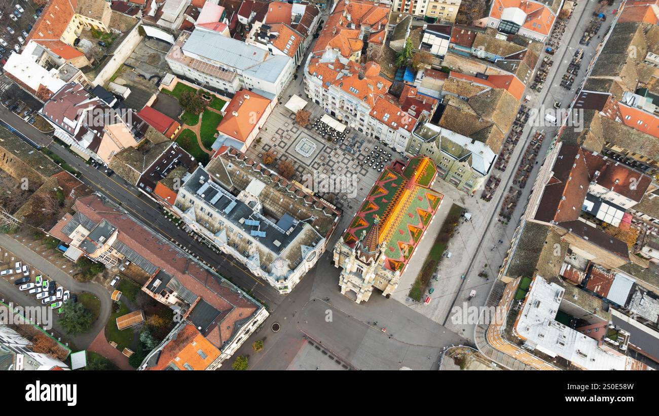 Novi Sad city center from drone aerial view around the Name of Mary ...