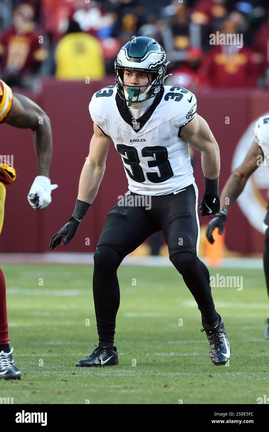 Philadelphia Eagles cornerback Cooper DeJean (33) rushes during an NFL ...