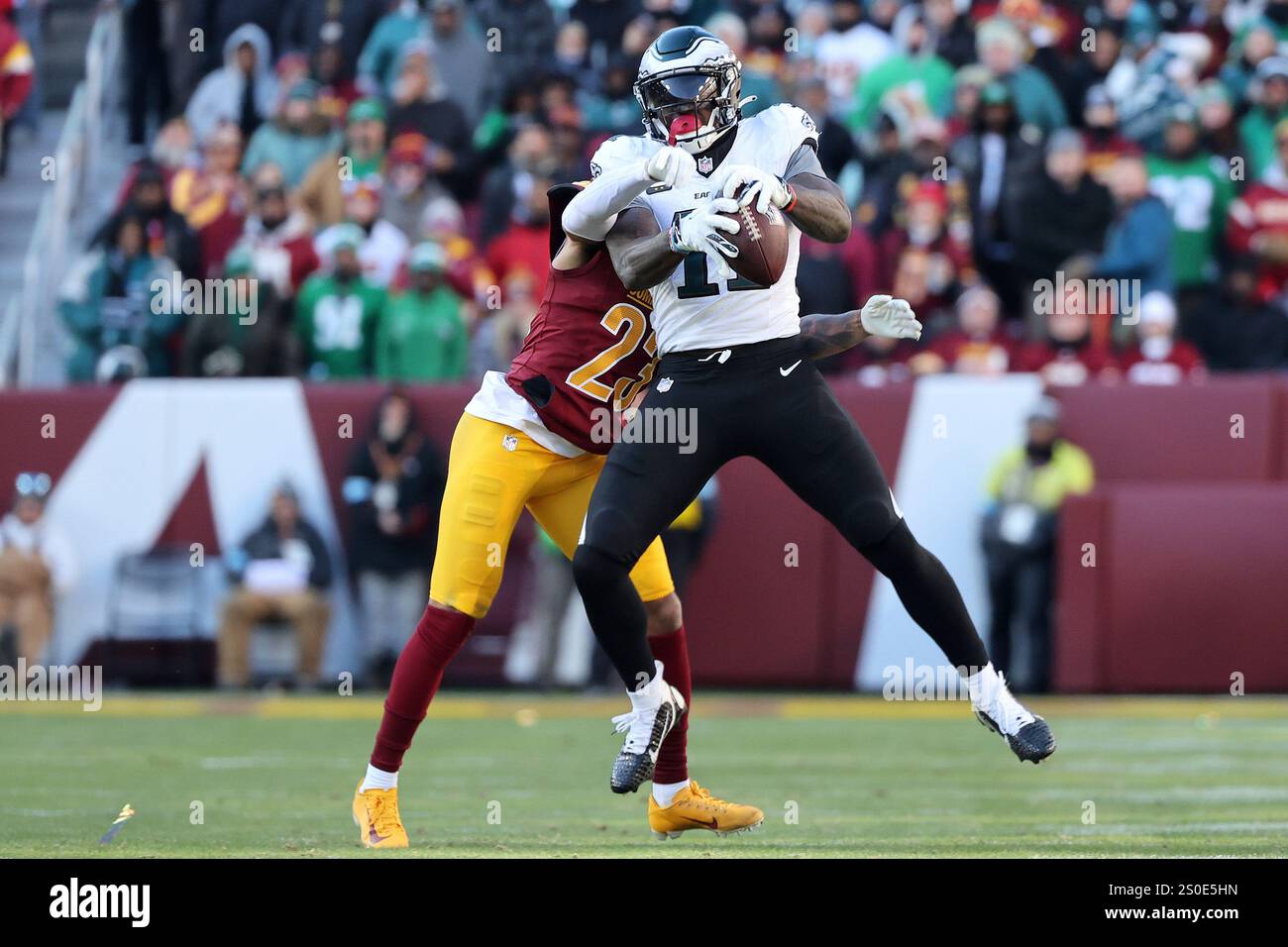 Philadelphia Eagles wide receiver A.J. Brown (11) makes a catch over ...