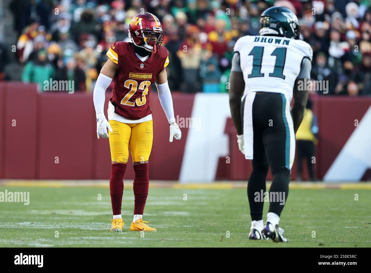 Washington Commanders cornerback Marshon Lattimore (23) lines up ...