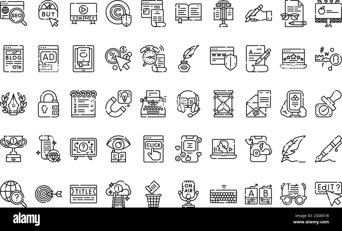 Copywriting icons High-Quality Vector Icons Collection with Editable Stroke. Ideal for ...