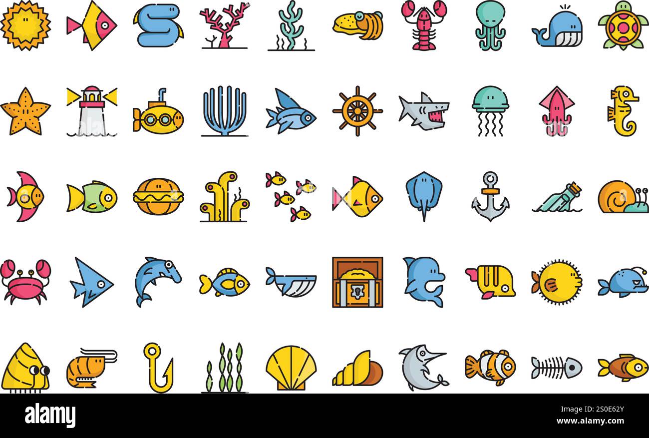 Sea life icons High-Quality Vector Icons Collection with Editable ...