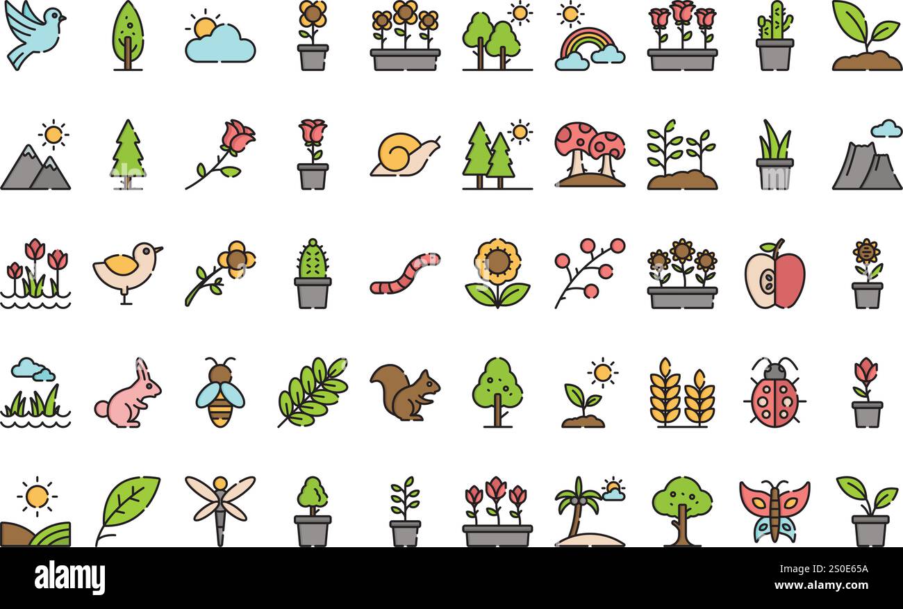 Spring nature icons High-Quality Vector Icons Collection with Editable ...