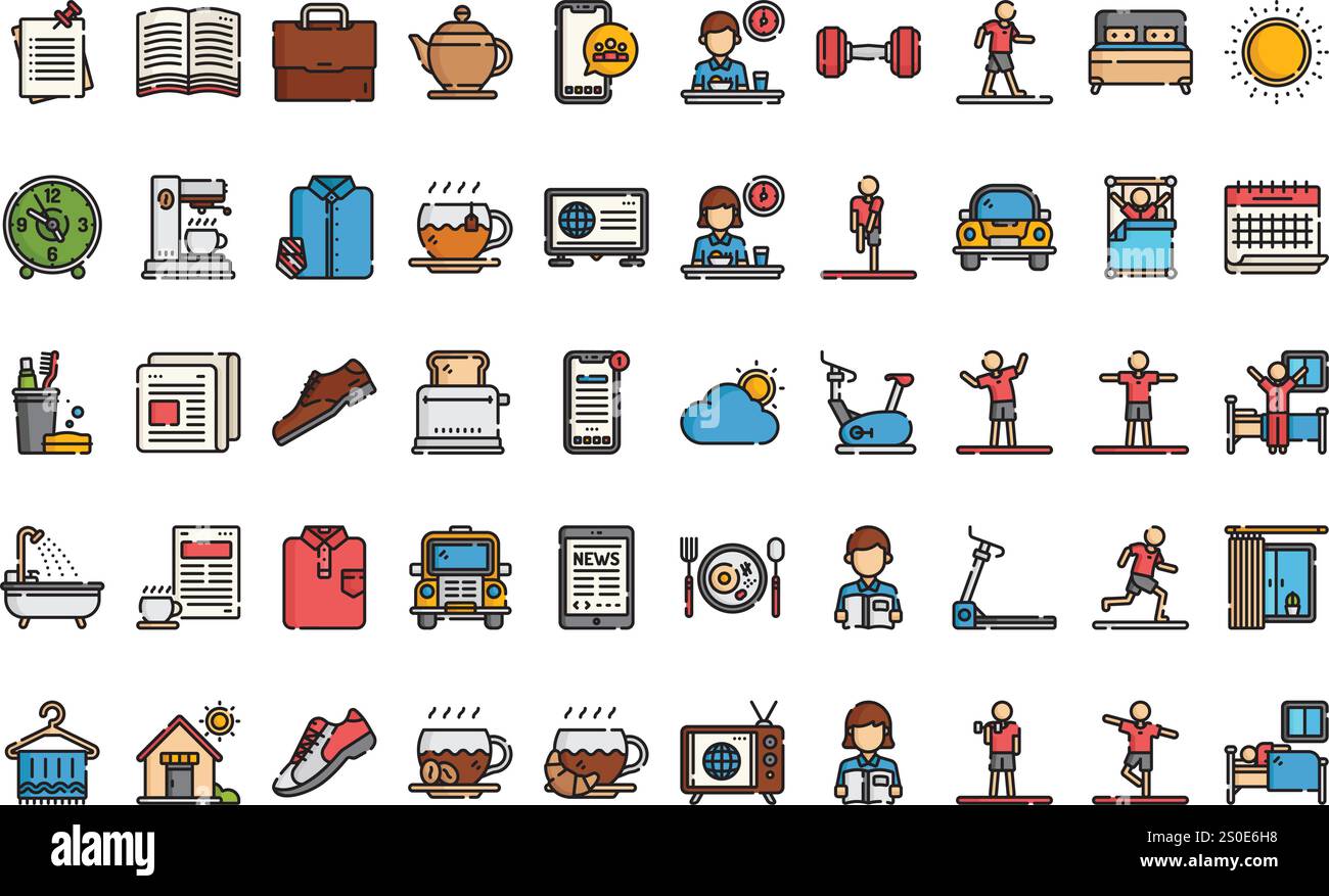 Morning routine icons High-Quality Vector Icons Collection with ...