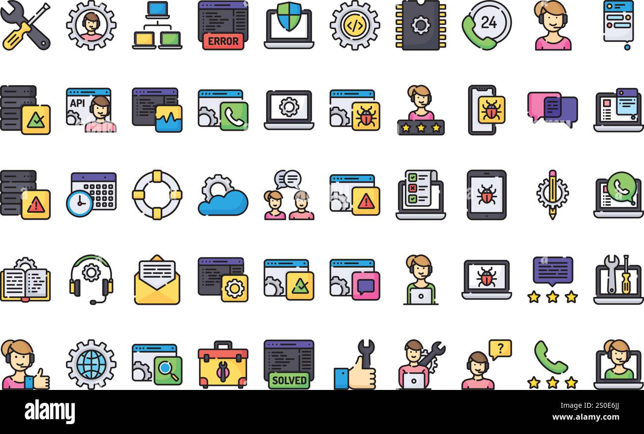 Tech support icons High-Quality Vector Icons Collection with Editable ...
