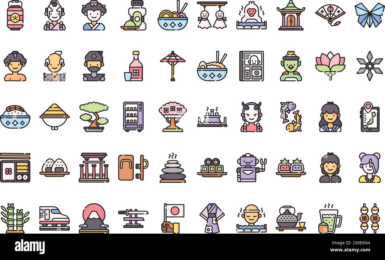 Japanese culture icons High-Quality Vector Icons Collection with ...