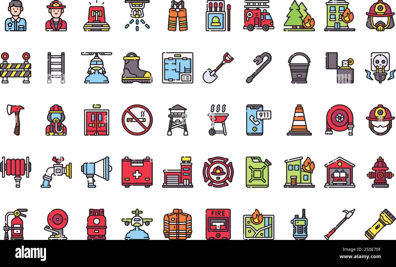 Firefighter icons High-Quality Vector Icons Collection with Editable ...